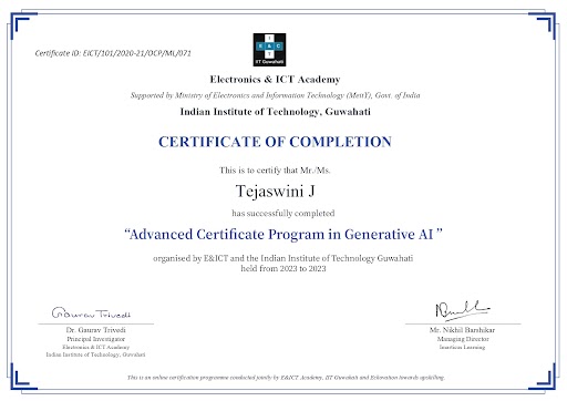 Generative AI Course by IIT Guwahati | Advanced Certificate